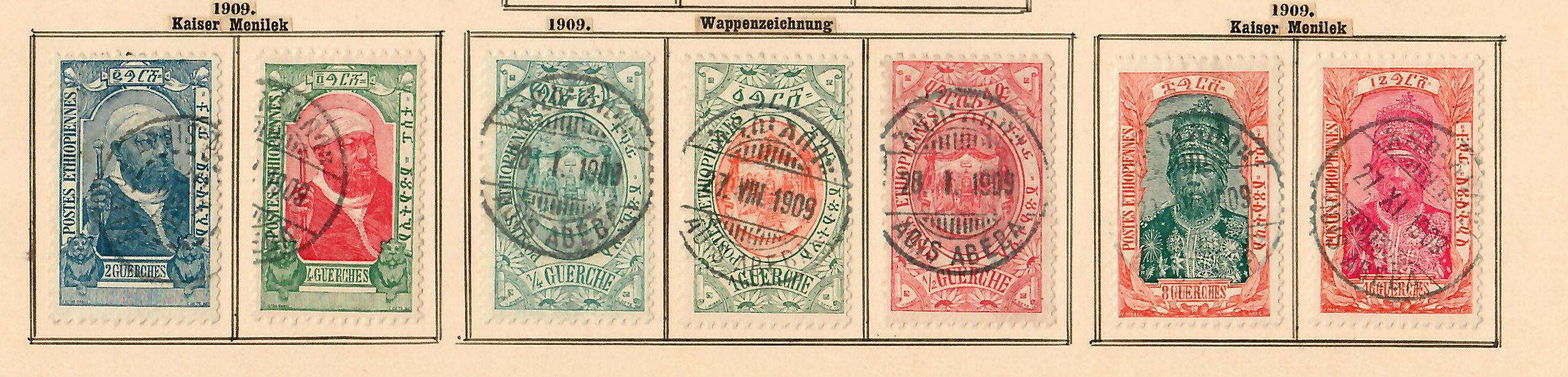 Ethiopia 1894-1909 nearly complete stamp collection incl. Porto stamps ...