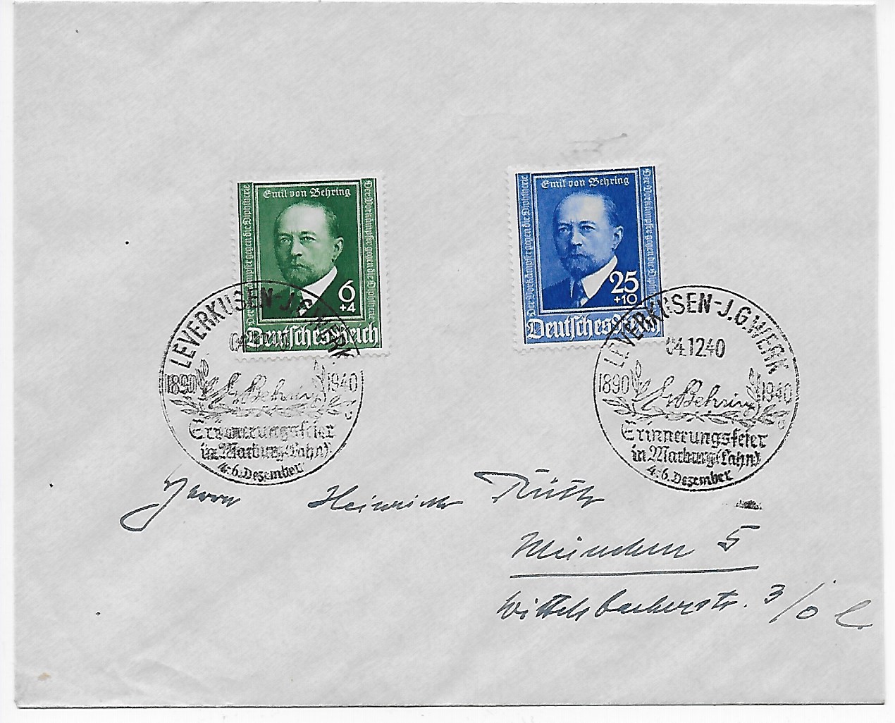 SPECIAL STAMP MEMORIAL celebration Leverkusen J.G. Werk, Emil von ...